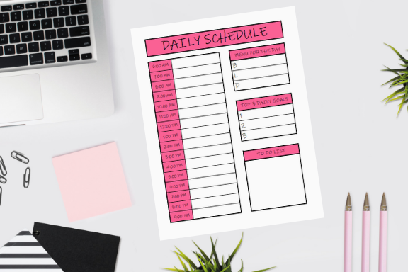 Daily Schedule Organizer Printable - 4 Color Options – The Little ...